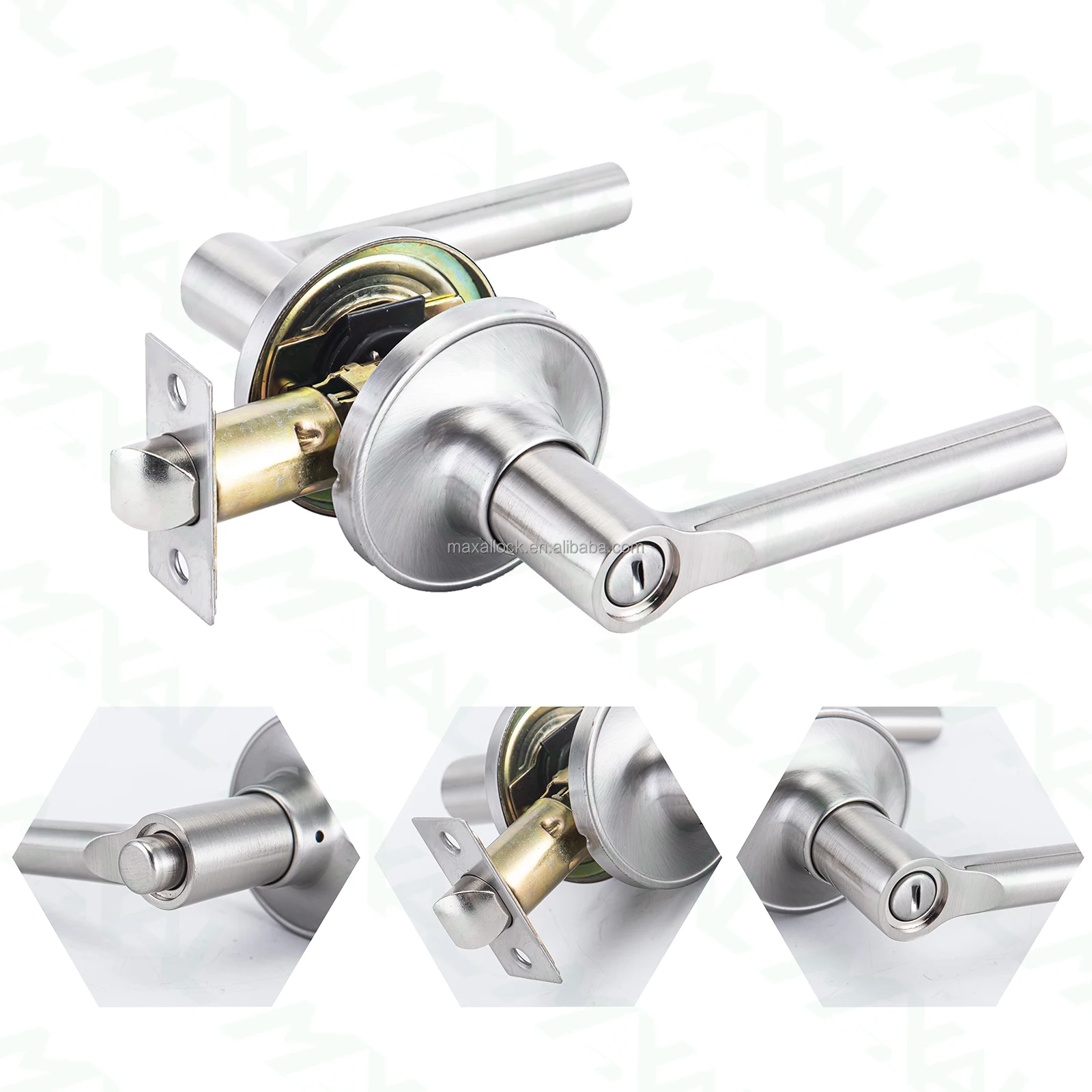Push-button Leverset Privacy Tubular Latch Lock Lever Handle Lockset ...
