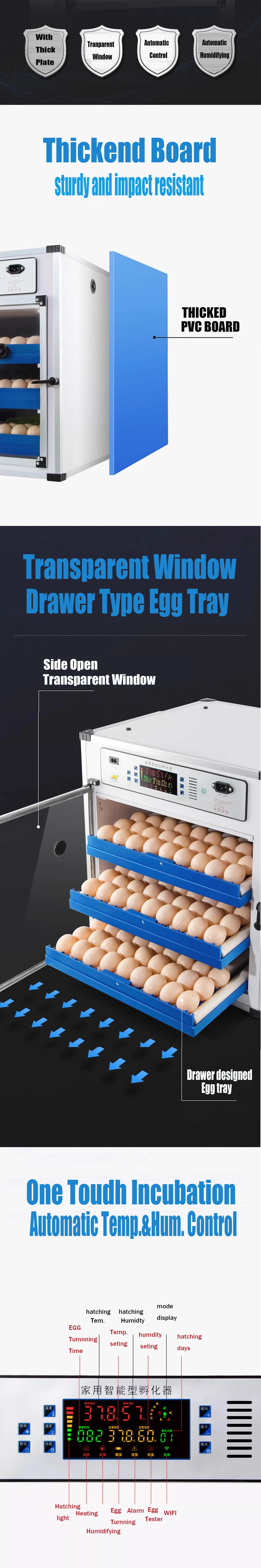 Fully Automatic 340 Chicken Egg Incubator with Humidity Control ...