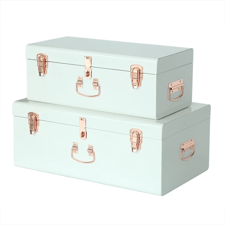 Hot Sale White Decorative Storage Trunk Set Of 2 Metal Storage Trunk ...