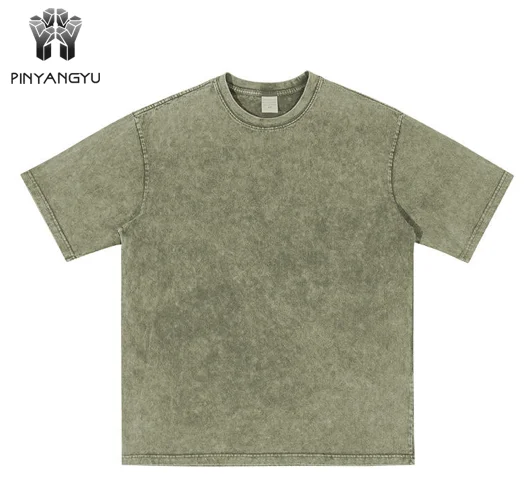 High Street Black Hip Hop Custom Logo Oversized Acid Wash Tshirt Men ...