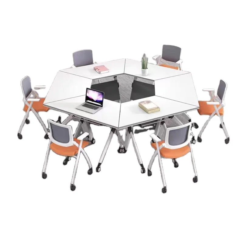 Modern simple folding training round table Mobile desk d2400mm six ...