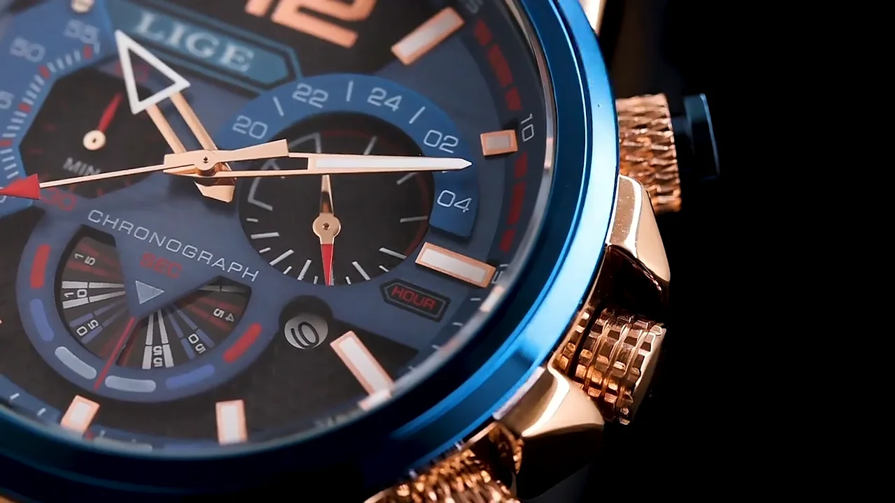 Lige Luxury Mens New Design Quartz Reloj Chronograph Sport Watch With ...