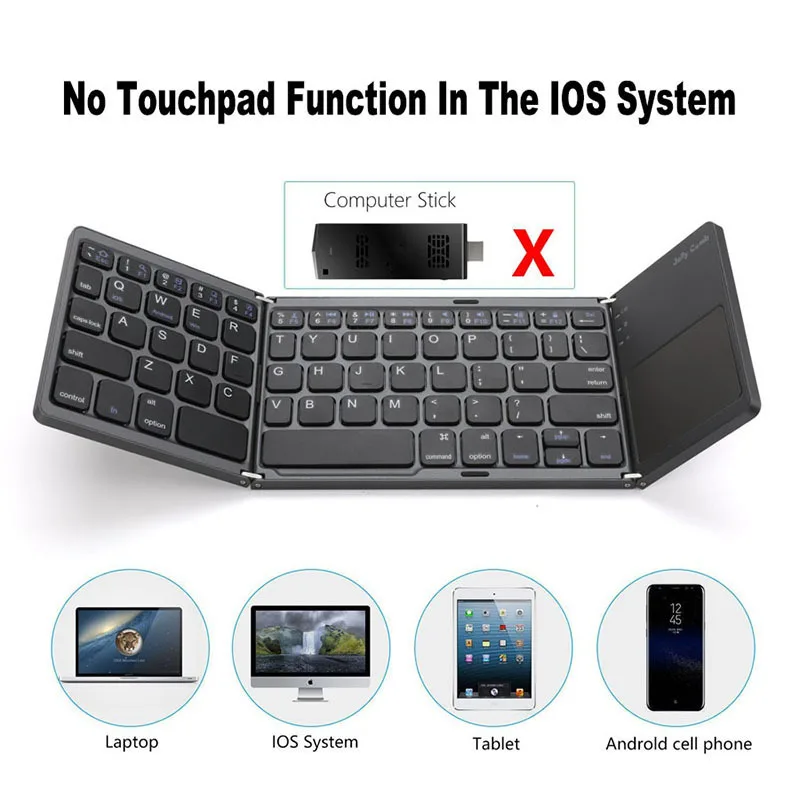 B033 Foldable Wireless Keyboard with Touchpad for Windows, Android, and IOS