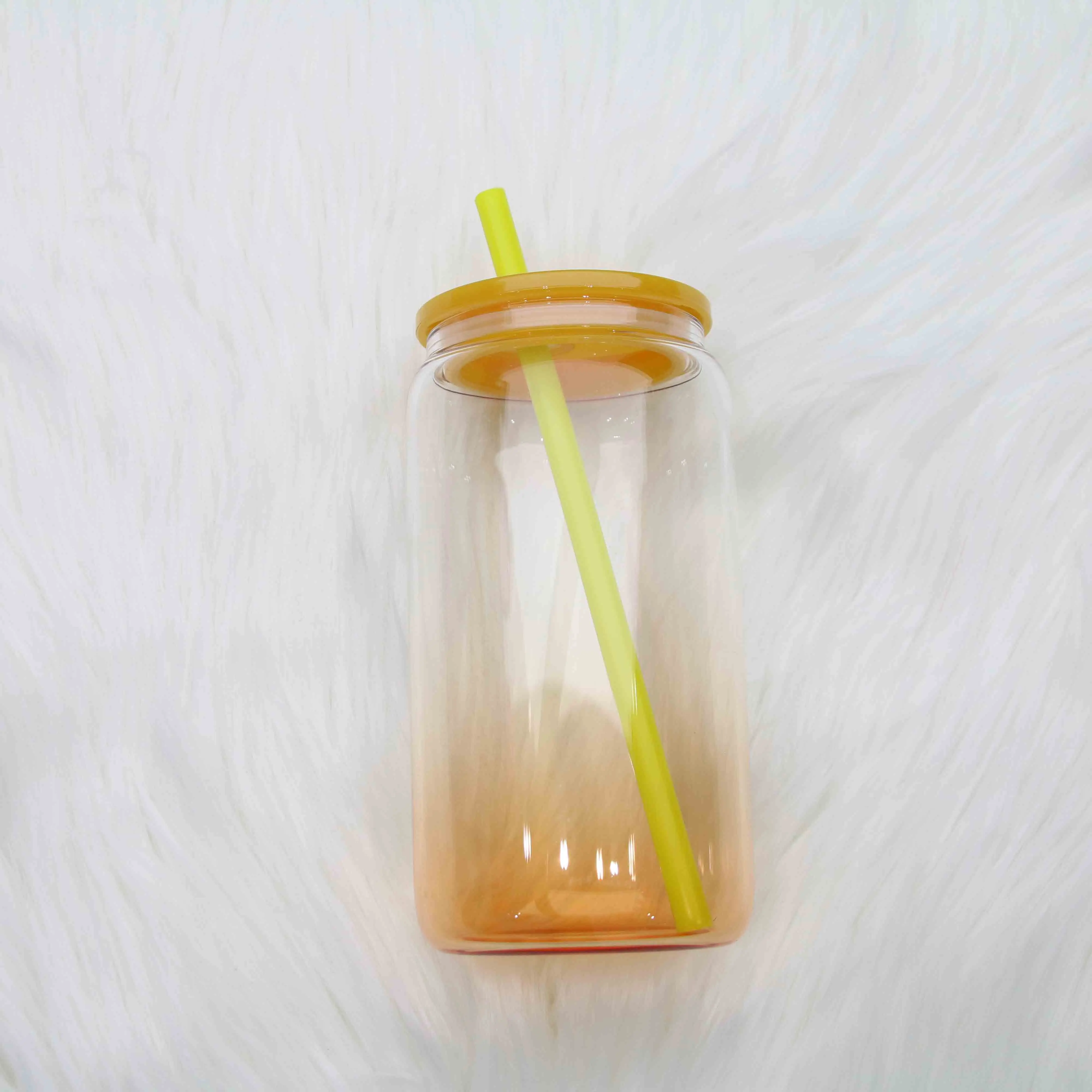 16oz Sublimation Libbey Glass Frosted Beer Mugs With Lid And Straw ...