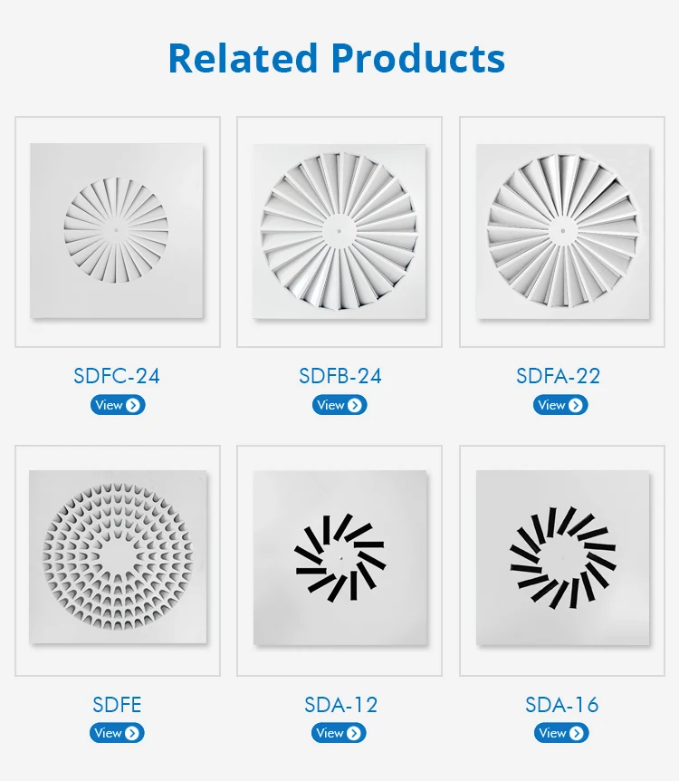 Grandaire Metal Ventilation Round Swirl Diffusers With 22 Or 24 Pcs Fixed Blades Provide A ...