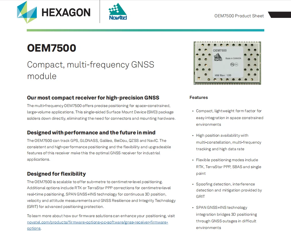 Novatel Oem7500 Compact Multi-frequency Gnss Module - Buy Oem7500,Rtk ...