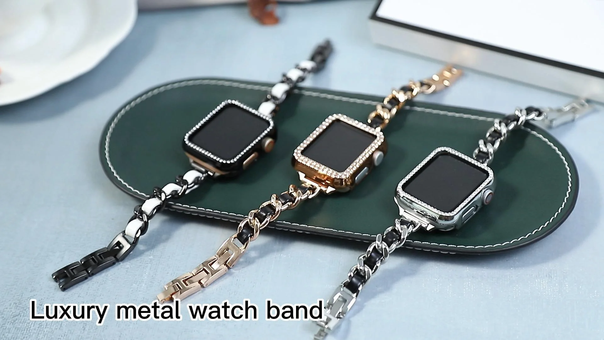 Luxury Metal Stainless Steel Slim Cool Chain Women Smartwatch Girl ...