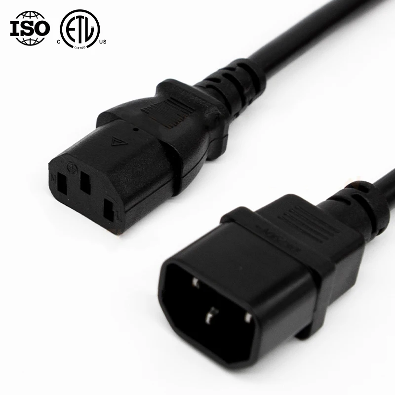 C13 C14 Power Cord Computer Power Cord IEC C13 Male to C14 Female Power ...