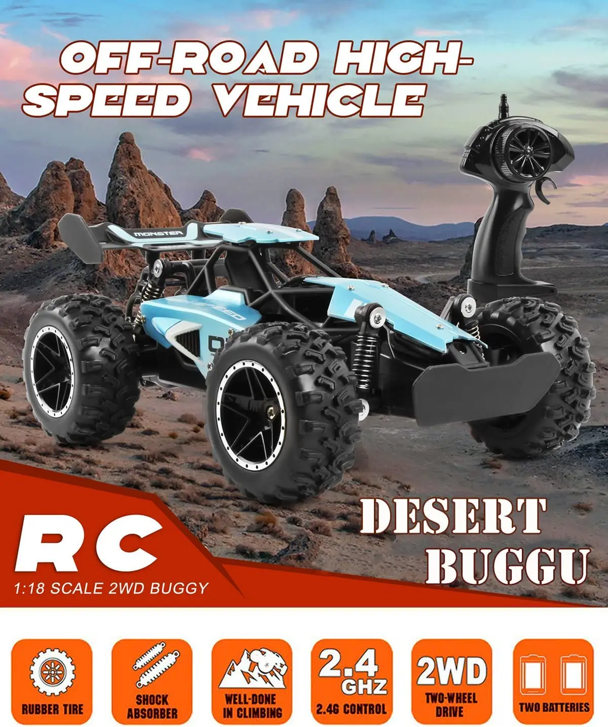 2.4ghz 1/18 Remote Control Racing Toy Vehicle Fast Hobby Car For Kids ...