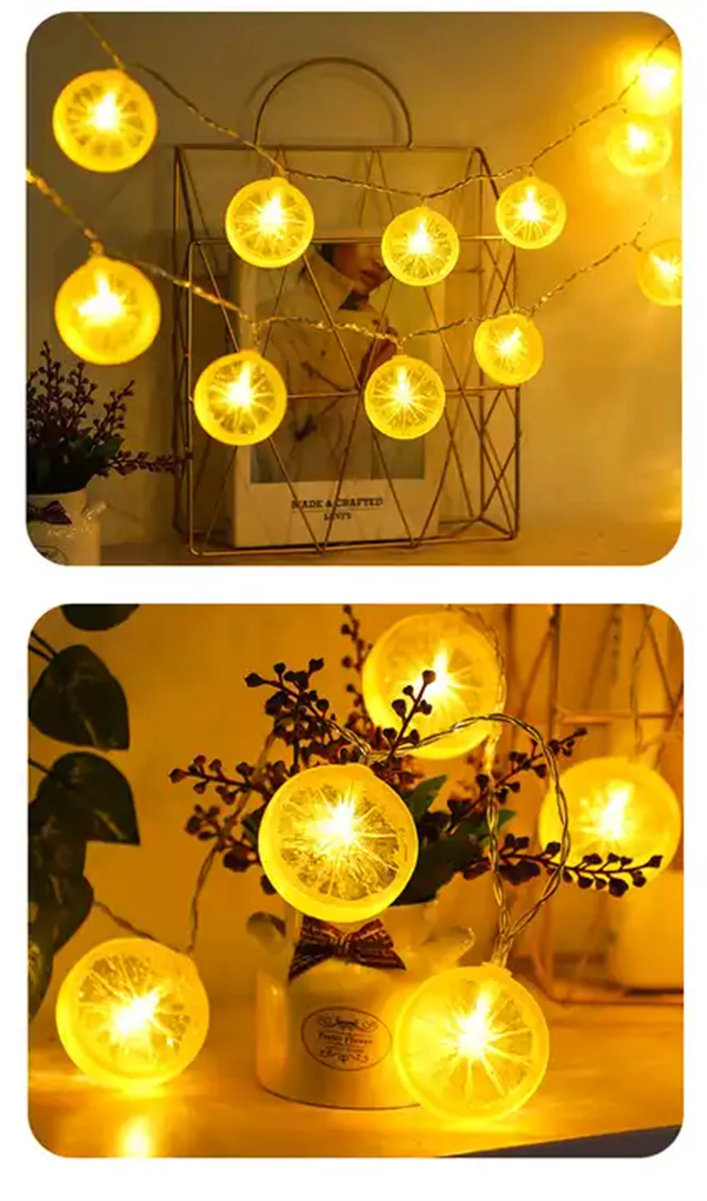 Decorative String Lemon Hanging Fairy String With 10 Led 2aa Battery ...