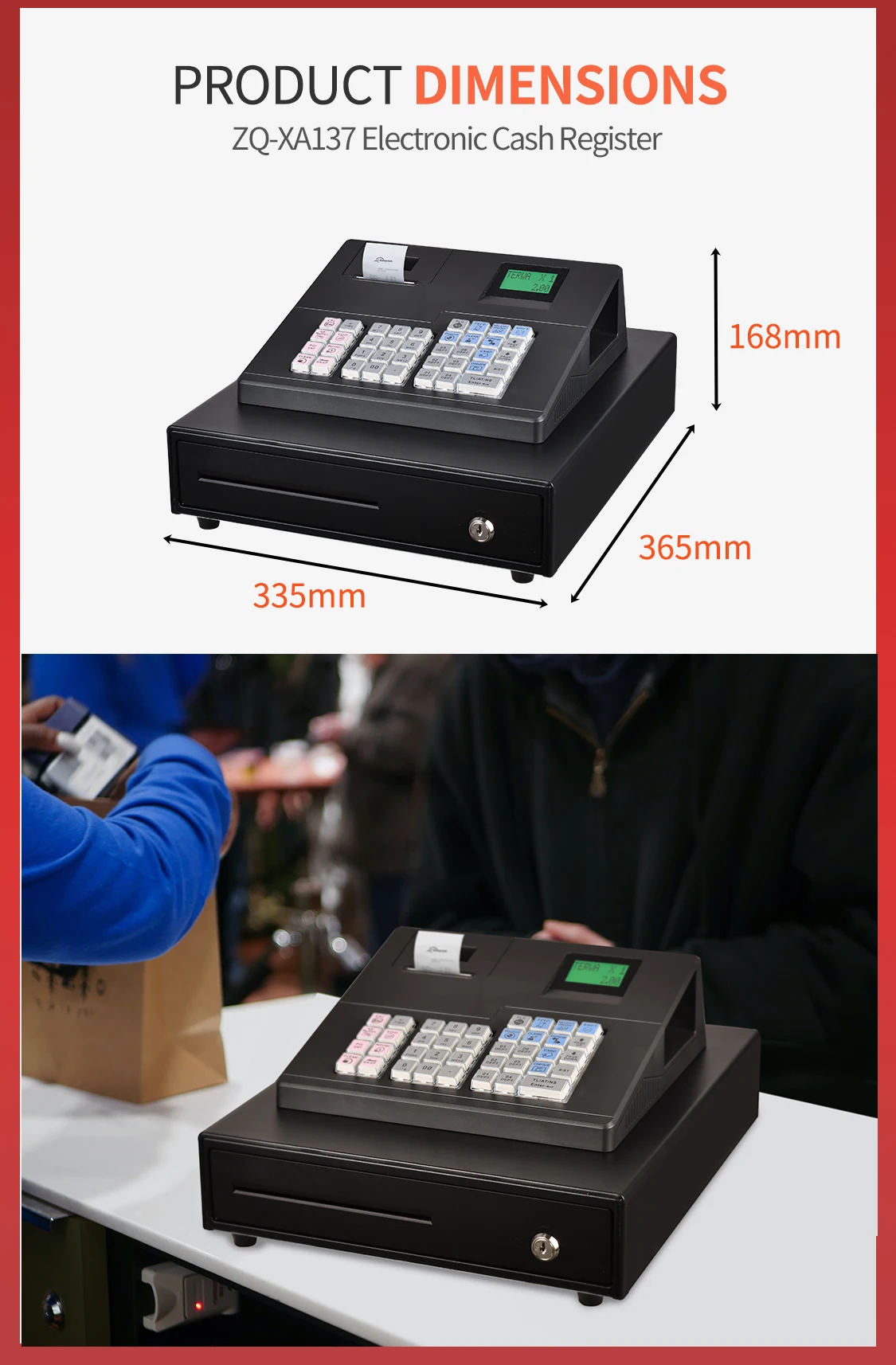 Zonerich Electronic Cash Register Zq-xa137 Multi-function Cash Register ...