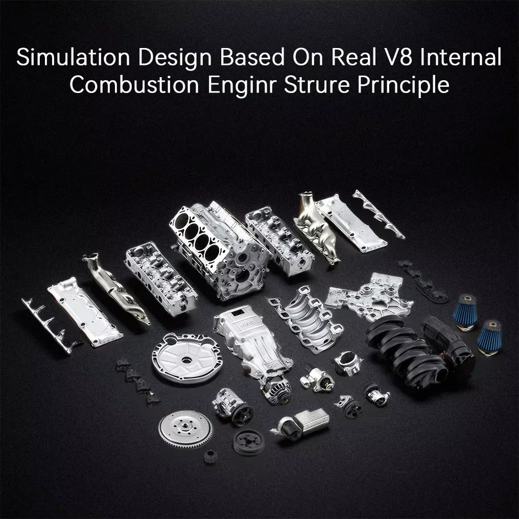 MAD V8 Engine Internal Combustion Model DIY Assembly Kit RC Full ...