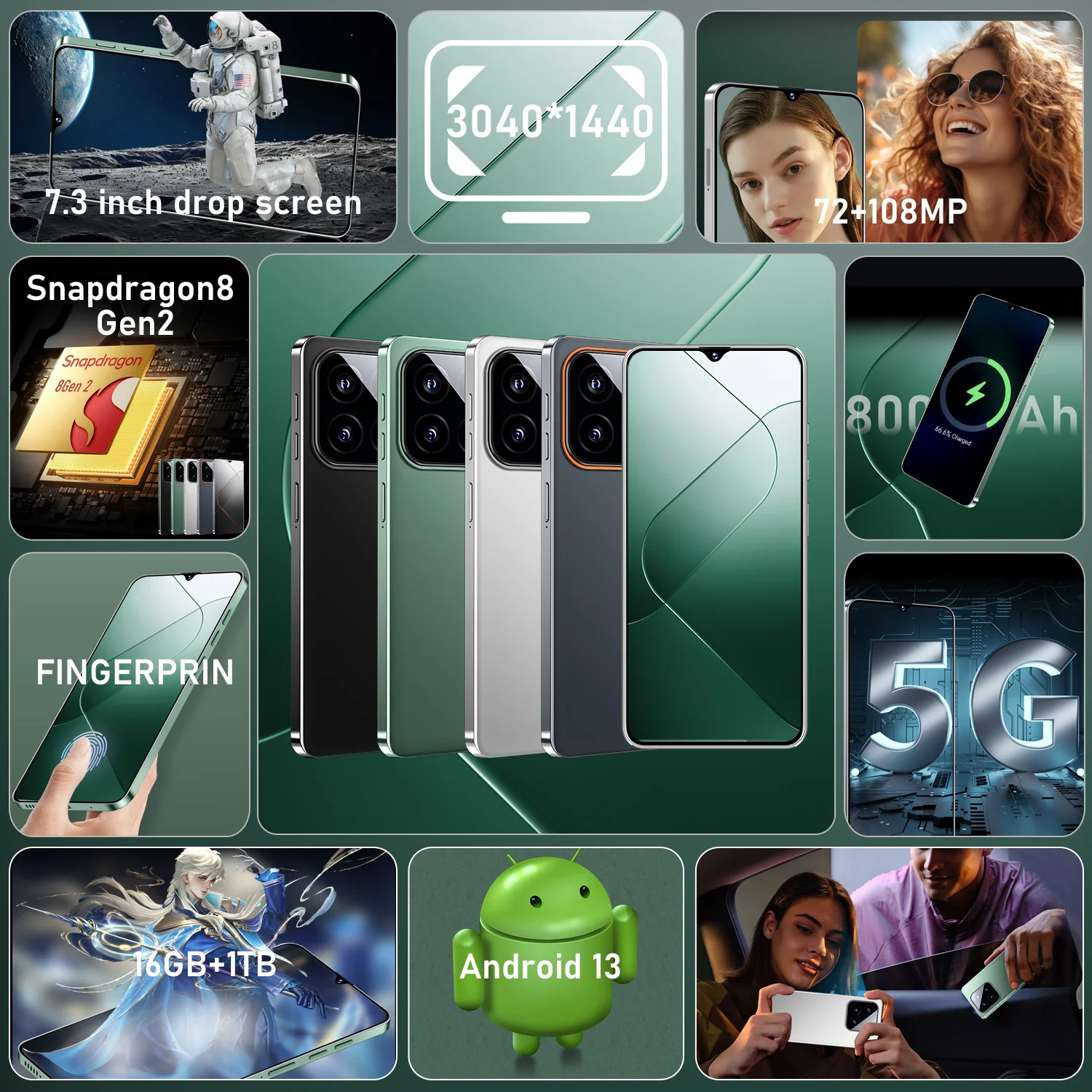 Factory Price 2024 New M14 Pro Smart Phone 16gb+1tb Huge Memory ...