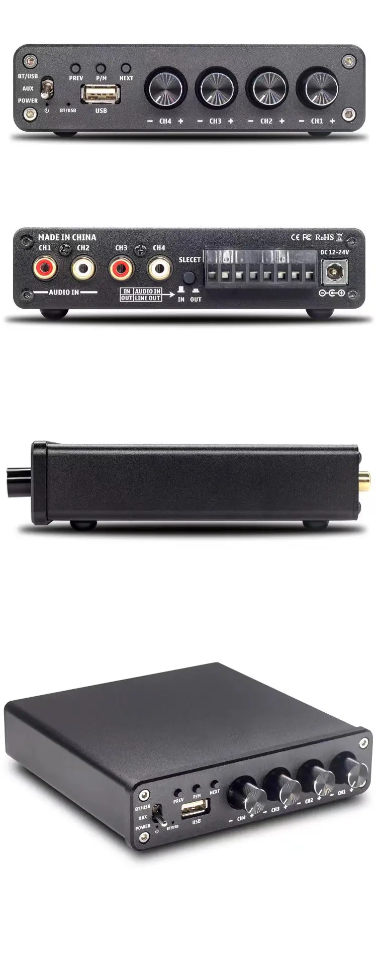 Wholesale 4 Channel 5.0 Bt Stereo Mini Amplifier Hifi Amplifiers 50wx4 ...