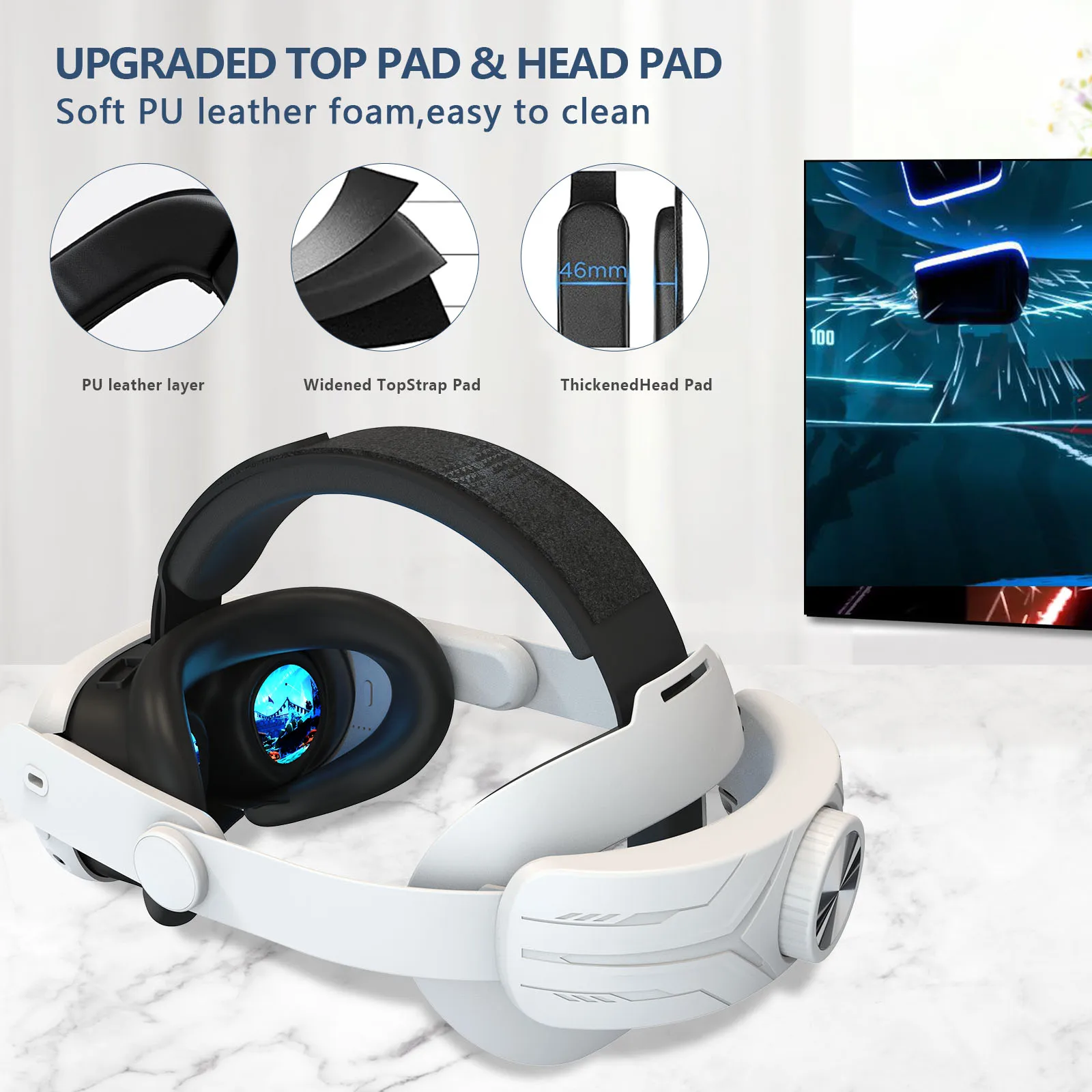 New Design VR Elite Strap Adjustment Soft PU Leather Foam Head Strap ...