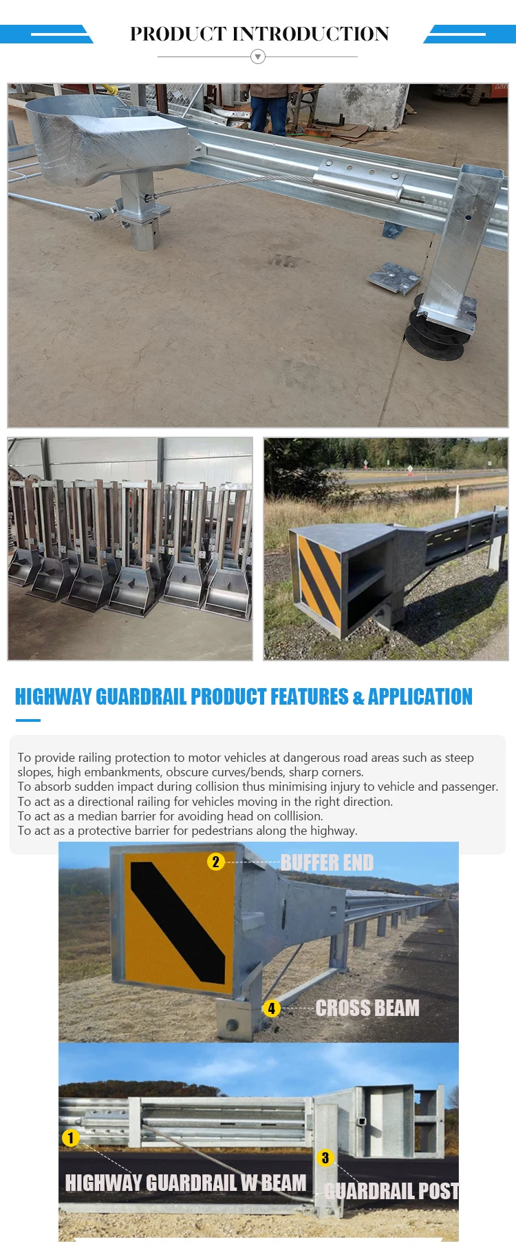 Zinc Coating W Beam Highway Guardrail Q235 Q345 Steel Buffer End Made ...