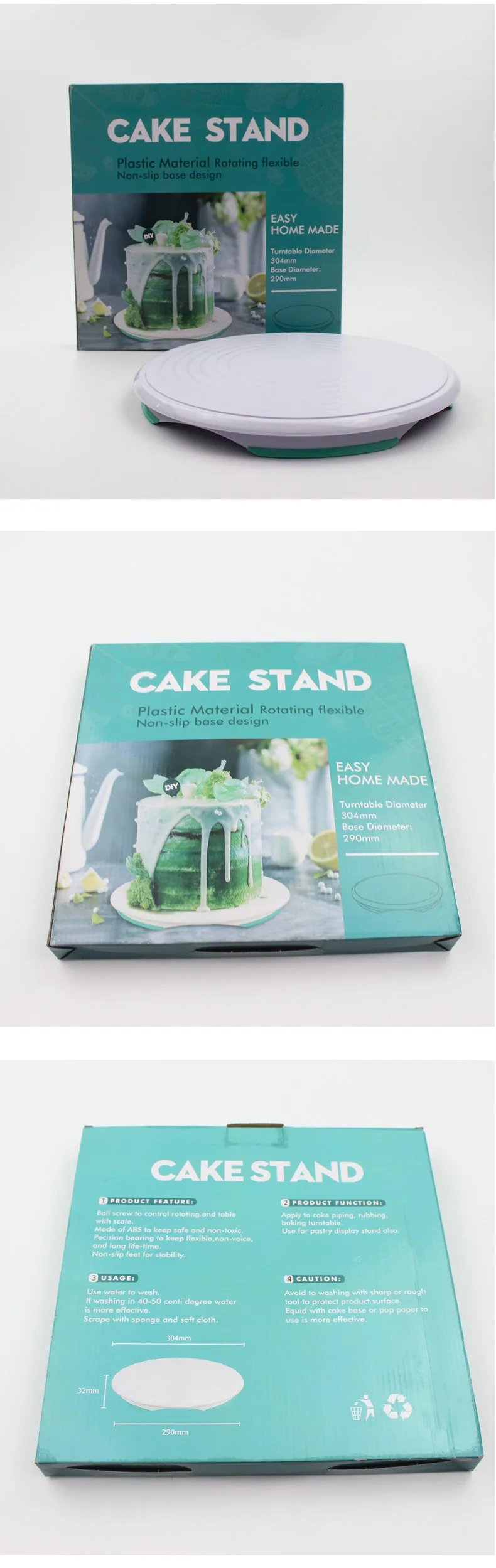 Ultra Low Lightweight 12\" Non-slip Plastic Cake Turntable With Scale ...