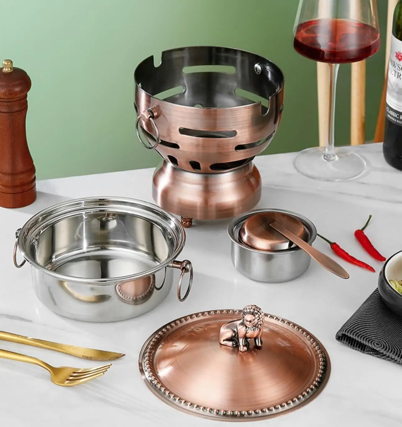 Luxury Stainless Steel Single Person Hot Pot Buffet