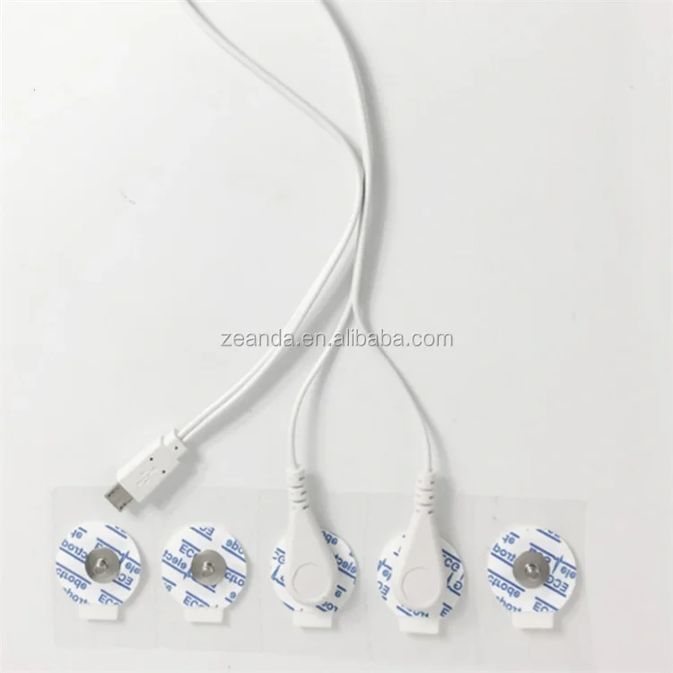 Hot Selling 2 Lead Ecg Cables 4.0mm Ecg Snap Cable Micro Usb Ecg Cable ...