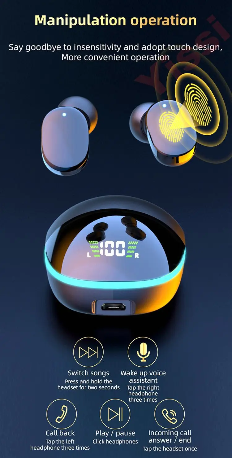 G9S Earphone with LED Light Charging Case - True Wireless