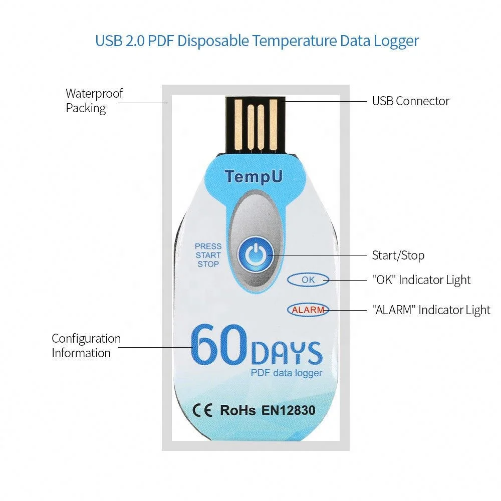 TempU02 Freezer Disposable Data Logger Single Use Temperature Recorder ...