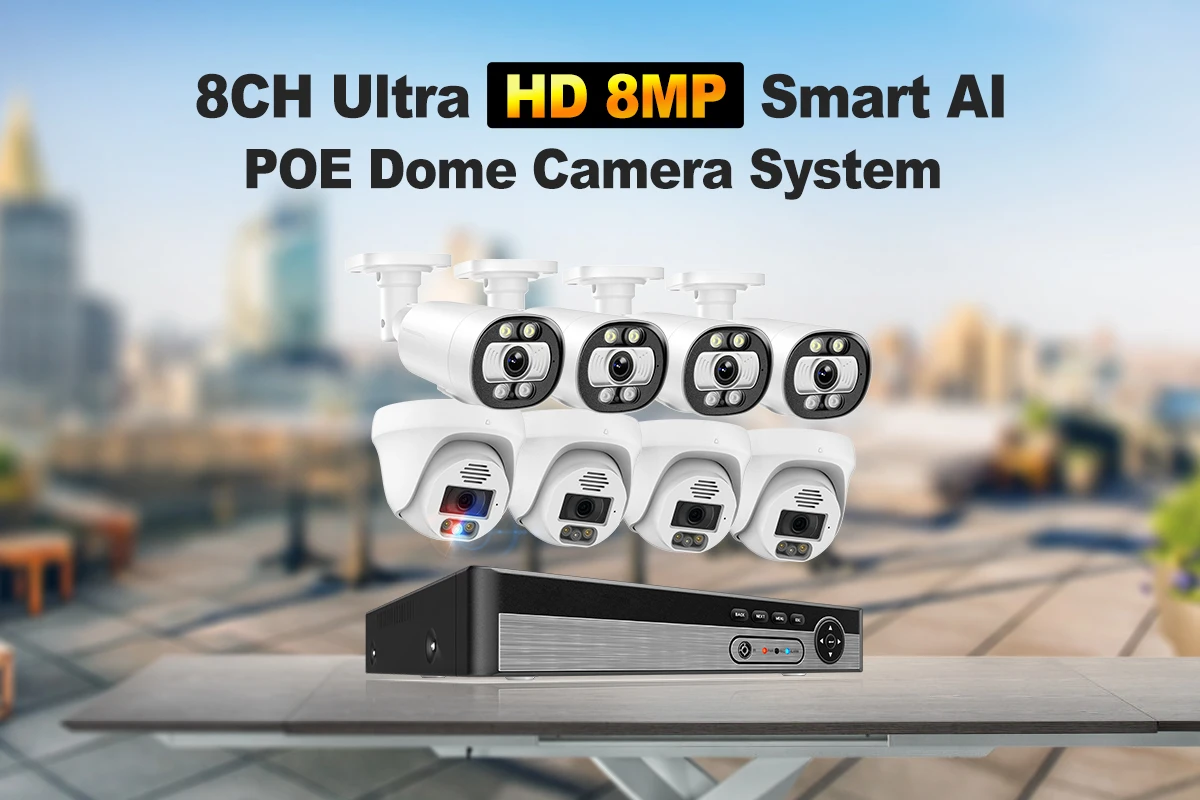 Vehicle Detection Security Camera System 4k 8ch 8mp Poe Cameras Two Way ...
