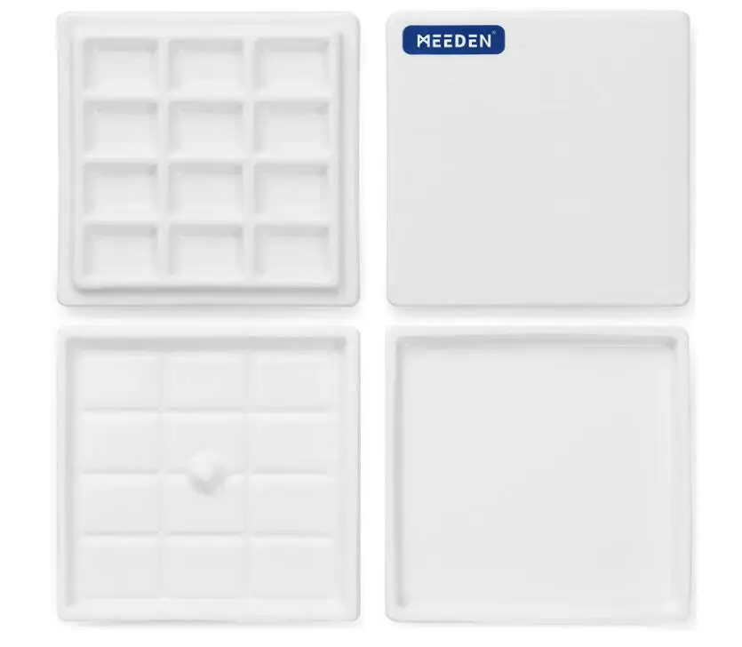 Artist Mixing Palette MEEDEN 14-Well Ceramic Paint Palette - Porcelain ...