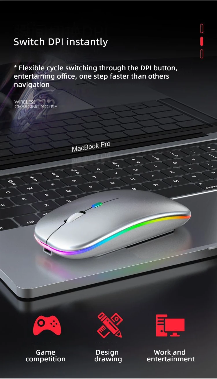 Ksentry Gaming Mouse - Ultra-Thin, Silent, and Rechargeable