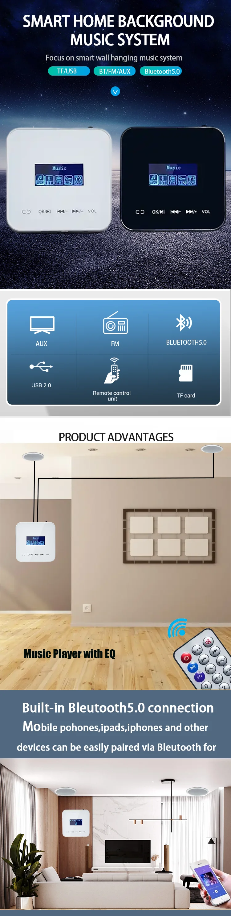 Smart Home 25W In-Wall Waterproof Audio Volume Control Amplifier ...