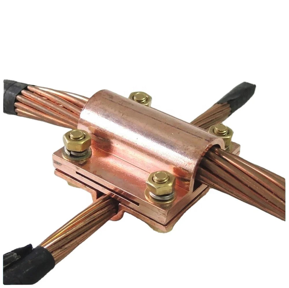 Grounding System Wire Rope Cross Cable Clamp Copper Earthing Grounding ...