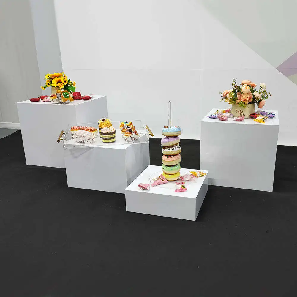 Food Display Risers/white Acrylic Risers Display Cubes/acrylic Plinths ... Food Display Risers/white Acrylic Risers Display Cubes/acrylic Plinths ...