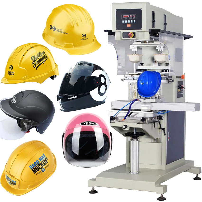 Hard Hat Pad Printing Machine 2 Color Tampo Printer Safety Helmet Pad ...