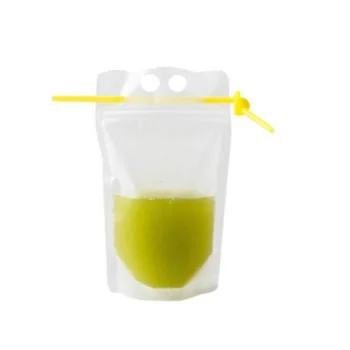 Drinking Resealable Beverage Straw Plastic Bag Juice Drink Pouches With ...