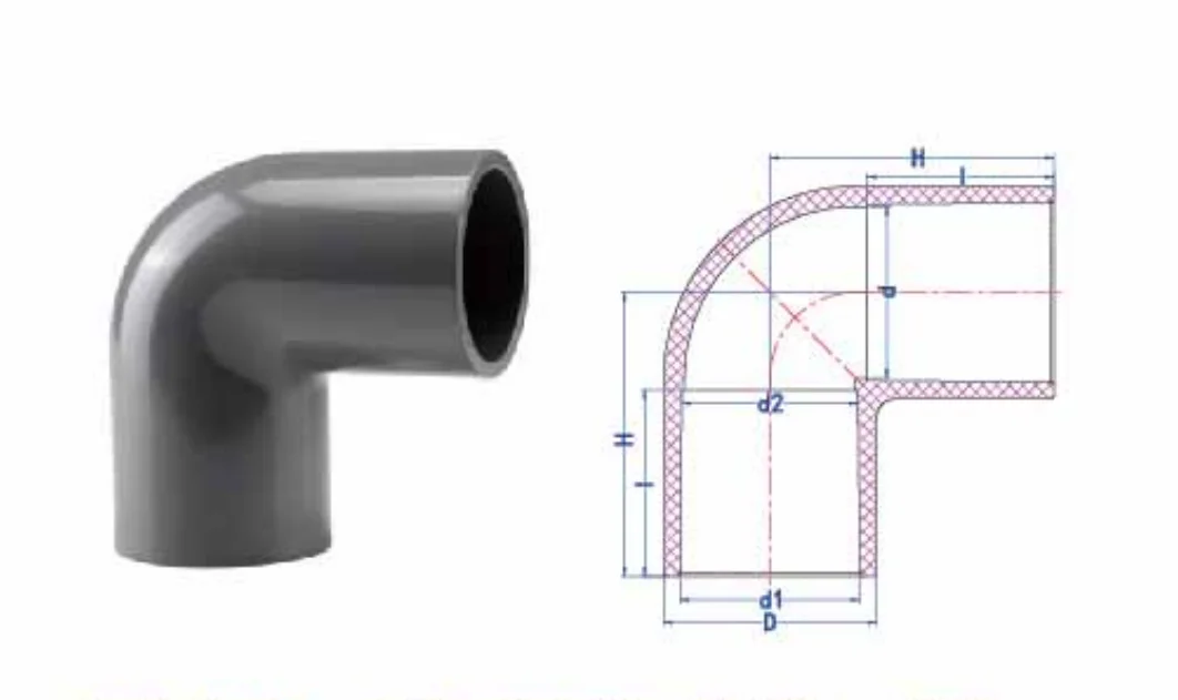 JIS Standard UPVC CPVC 90 Degrees Elbow Fittings for EWT