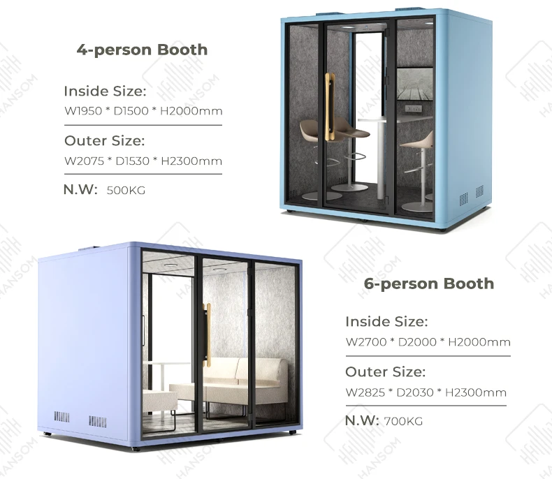 Hansom Meeting Pod for 4 Person Silence Booth Cabinet Meeting Space ...