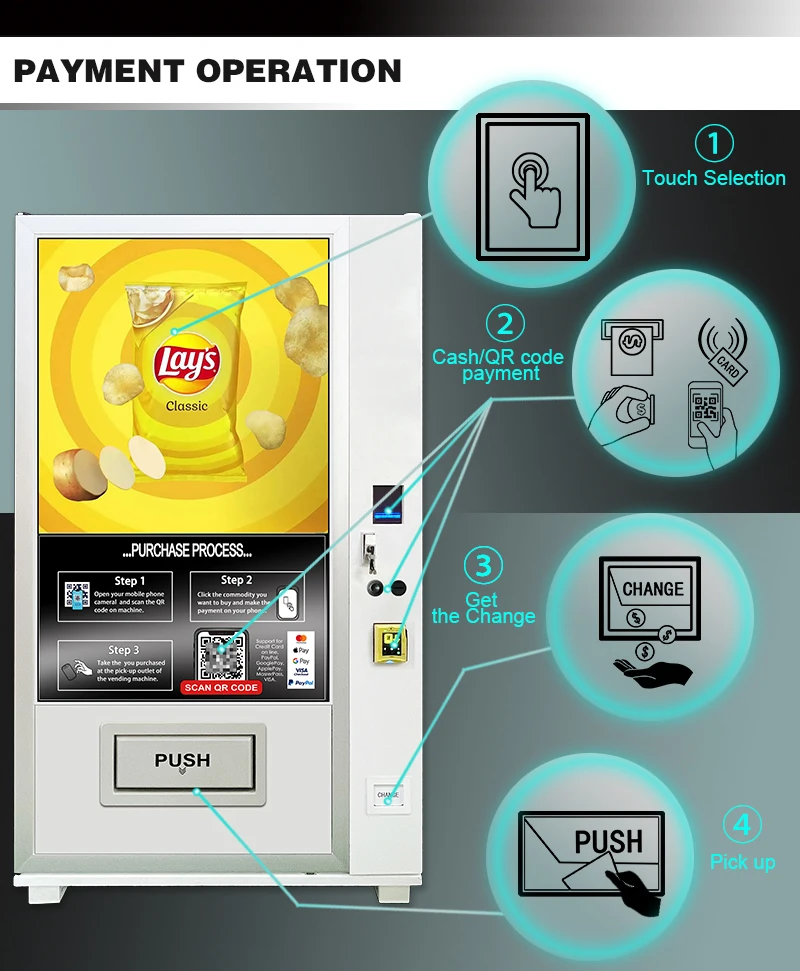 22 Inches Touch Screen Vending Machines for Shopping Malls