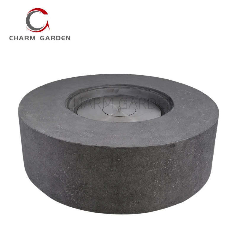 Modern Cast Concrete Freestanding Bio Ethanol Round Fire Pit Indoor ...