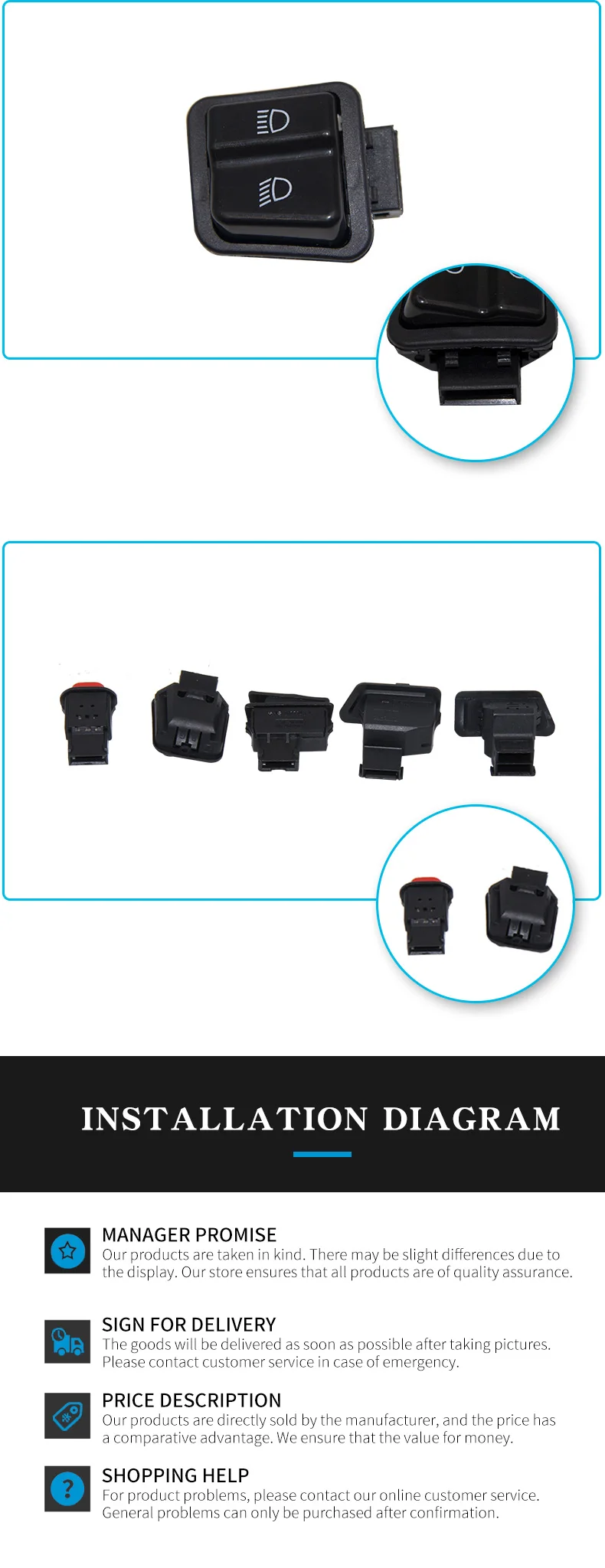 Electric Motorcycle Switch Handle Throttle Scooter With Power Led ...