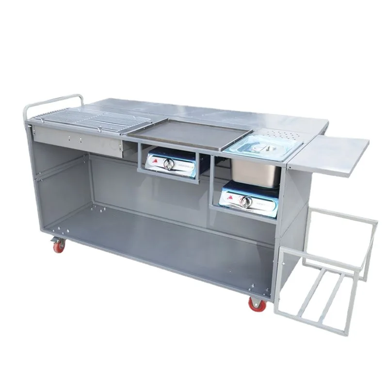 Multifunctional Mobile Rolling Food Cart Hot Dog Snack Kiosk Bar with ...