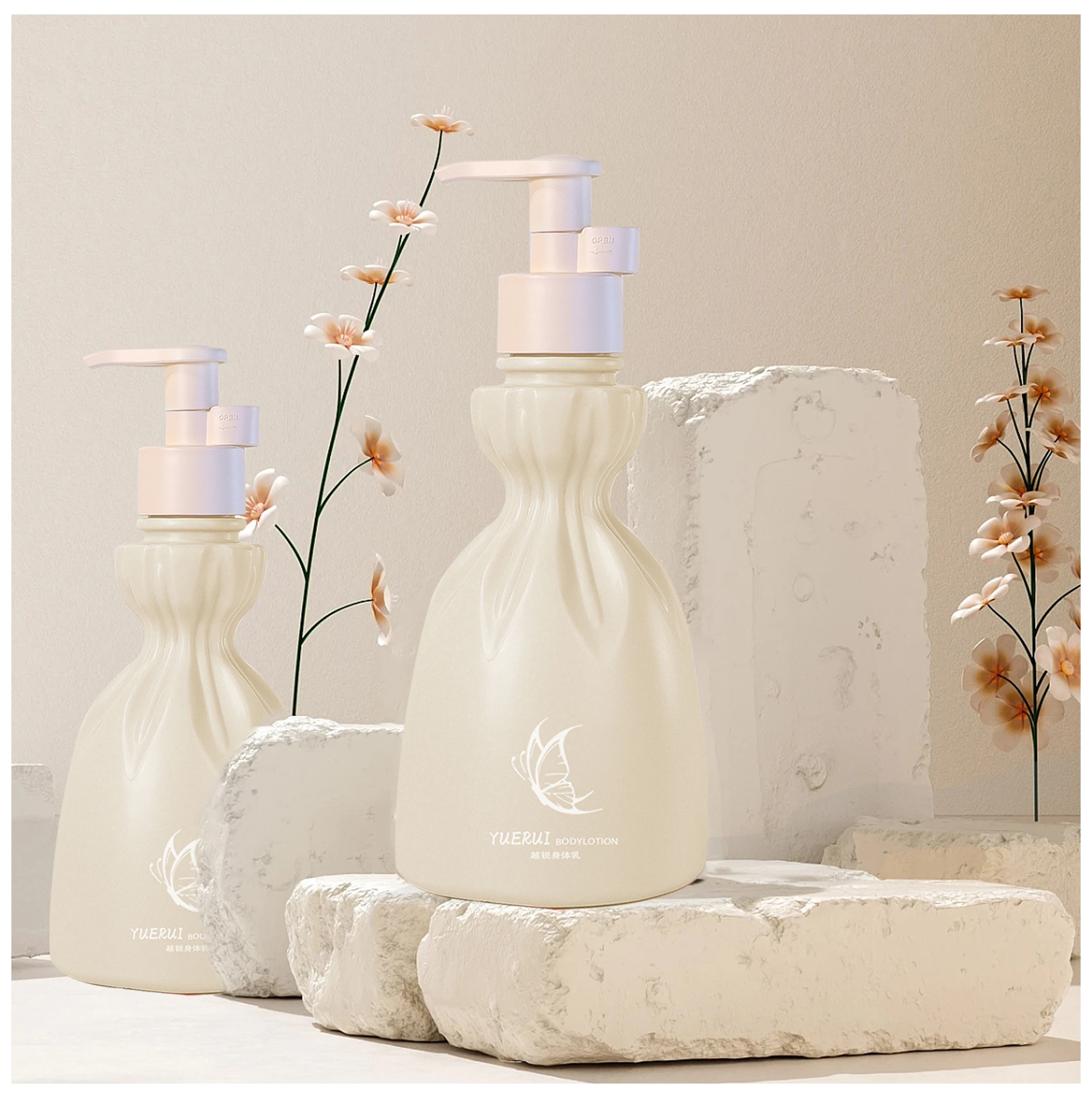 YUERUI Patent Fairy Dress Design Bottle 300ml HDPE Body Lotion Pump Bottle
