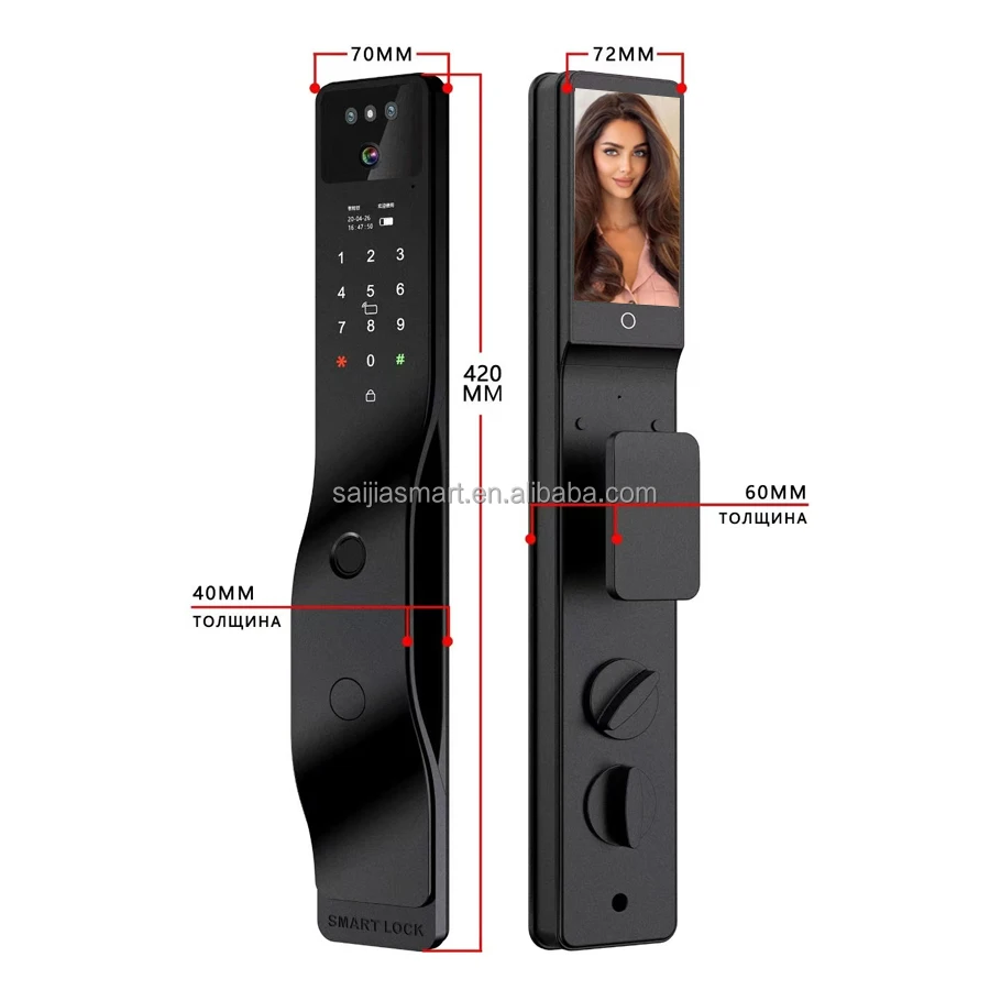 Tuya 3d Face Real-Time Intercom Smart Door Lock for Front Door Digital Automatic Palm Vein ...