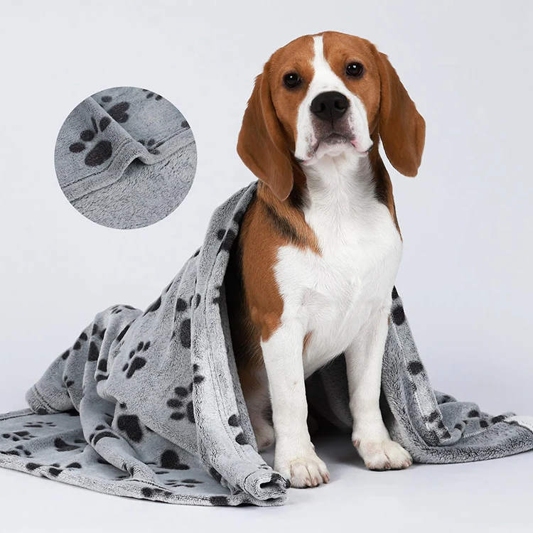 Premium Soft Pawprint Dog Blanket Cozy Cute Paw Prints Design Thicker ...