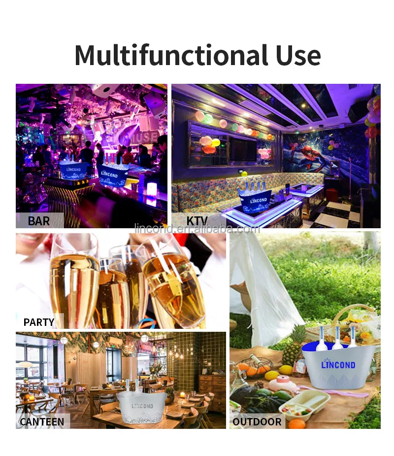 New Design Luxury Glowing Plastic Champagne Party Ice Bucket with LED ...