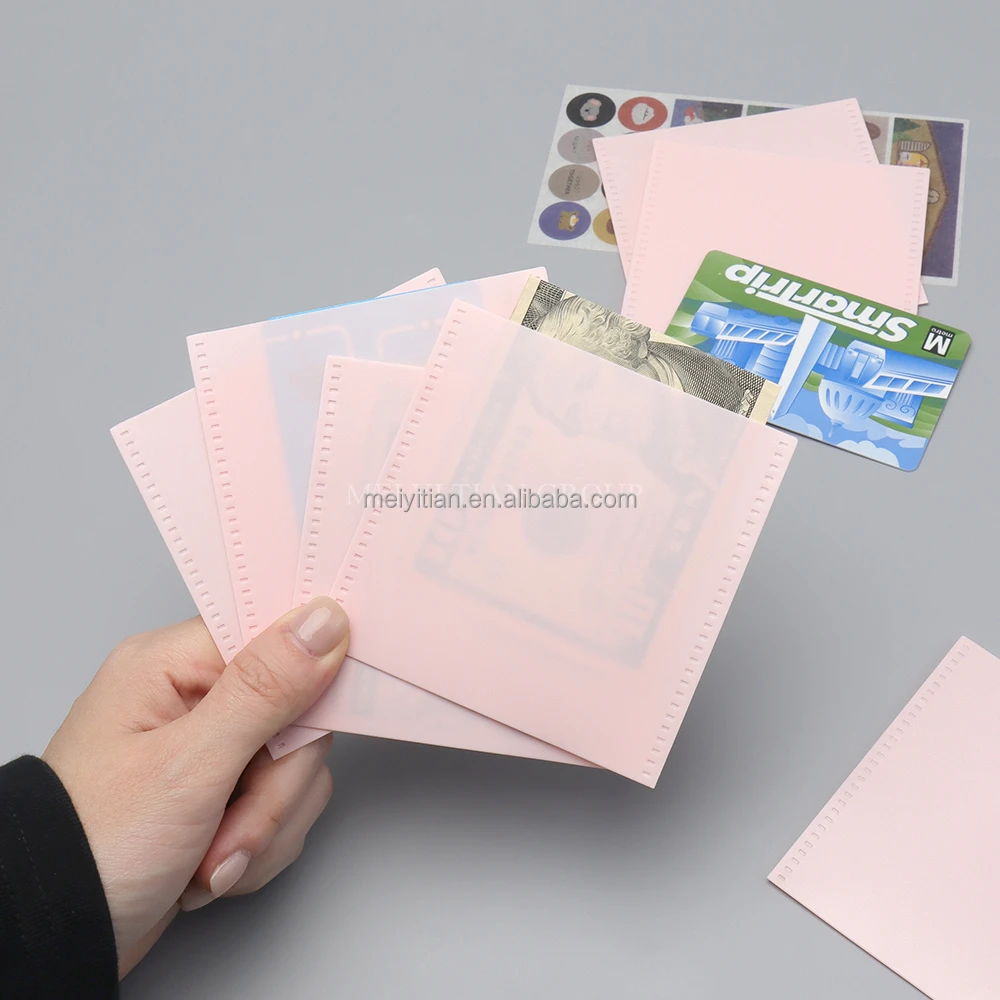3.5x3.5 Inch Pink PP Cash Envelope - Zipless Money Storage