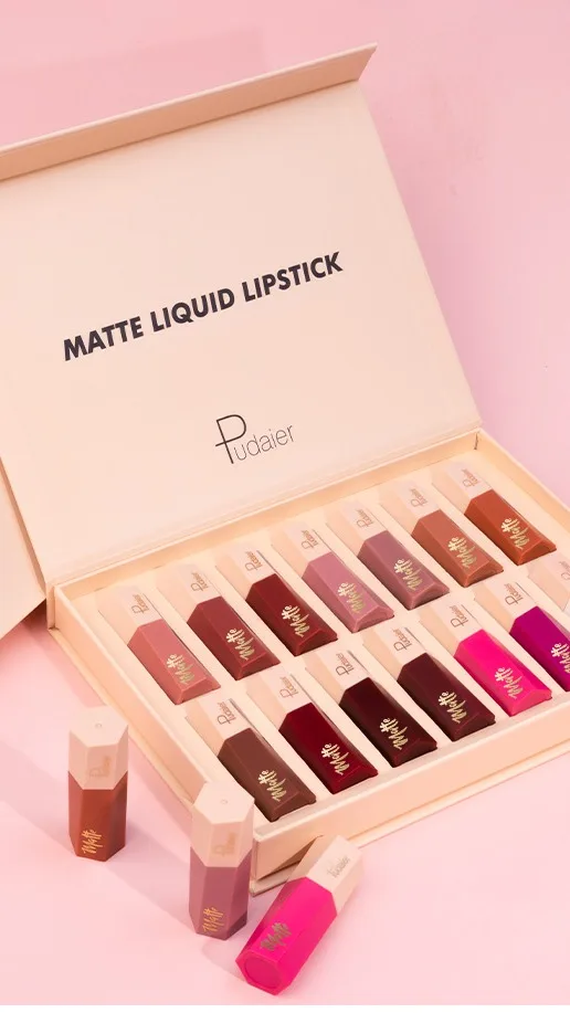 Pudaier Velvet Matte Liquid Lipstick Set 14 Colors Wholesale Cosmetics ...