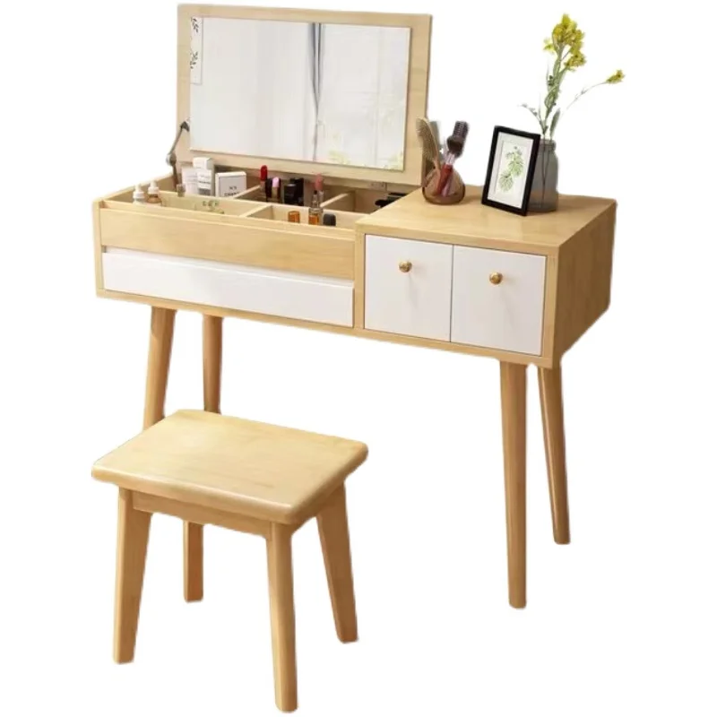 Modern bedroom wood luxury dressing table high-capacity clamshell ...