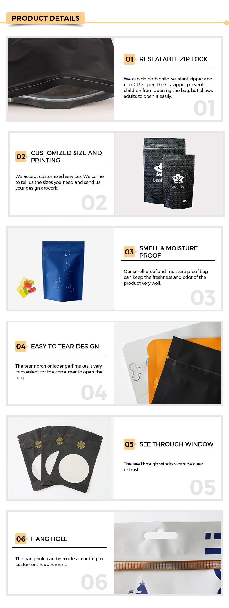 Custom Printed Gummy Bag Food Grade 3.5g Resealable Stand Up Pouch ...