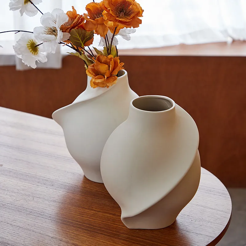 Irregular Shape Modern Nordic Dry Flower Plant Vase Minimalist Matte ...