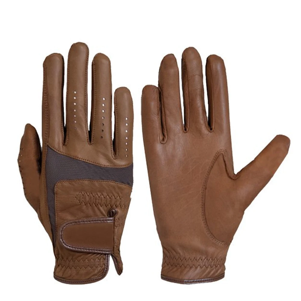 Wholesale Horse Riding Gloves Full Finger Brown Color Men Anti Split ...