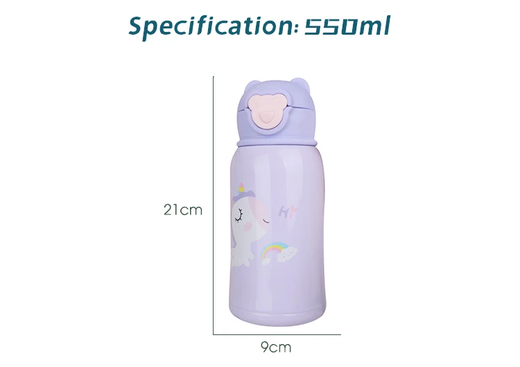 Cute Portable 550ml 304 Stainless Steel Kids Vacuum Insulated Bottle With Straw - Buy Stainless ...